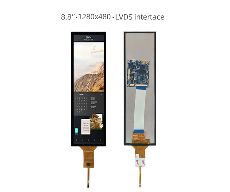 8.8 Inch Stretched Bar Display High Brightness 1280x480 IPS HX82102A LVDS 6/8 BIT Bar LCD ...