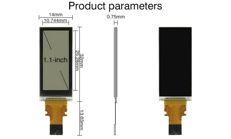 LS011B7DH03 Sharp 1.1 inch Sunlight Readable LCD 160x68 SPI 10Pins ...