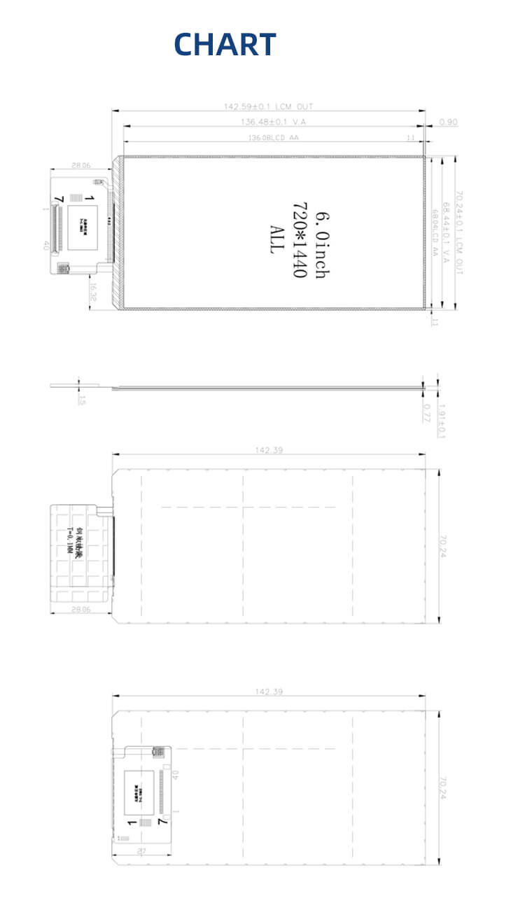 Display lcd 6 inch 720*1440 HD LCD long vertical Smart home screen RGB ...