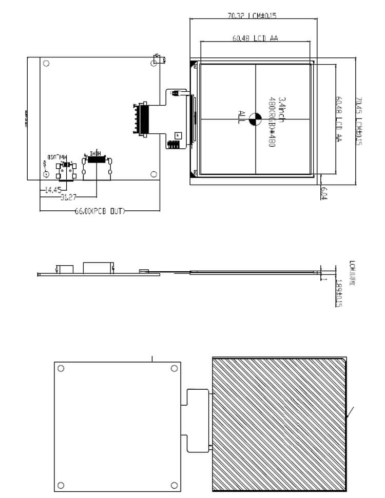 Wholesale lcd panel 3.4 inch MIPI support raspberry PI aviation ...
