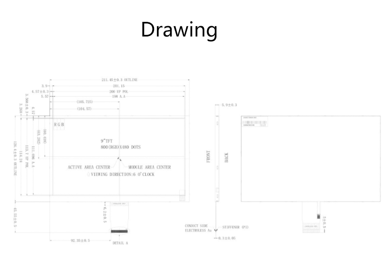 Custom 9 Inch LCD screen 800*480 tft lcd module parallel RGB lcd ...