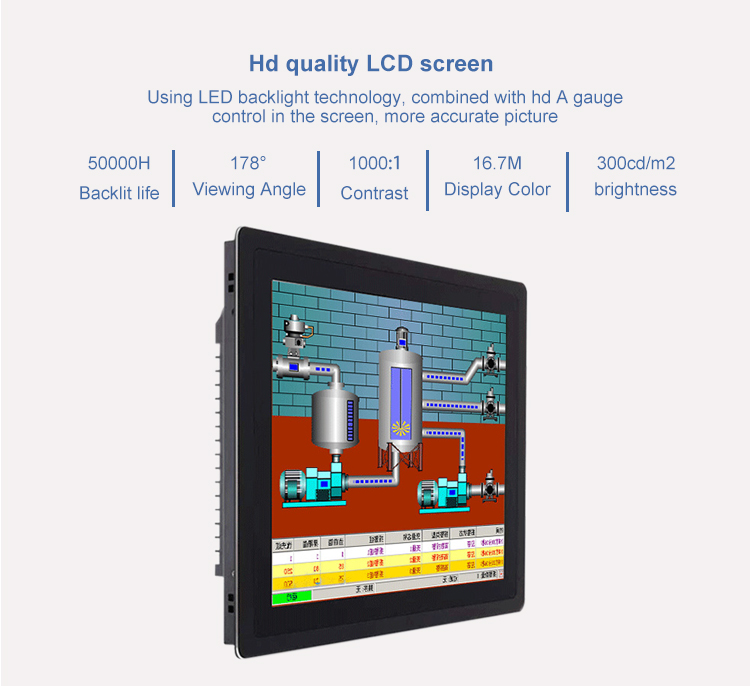 12 inch control display capacitor resistance touch panel pc embedded ...