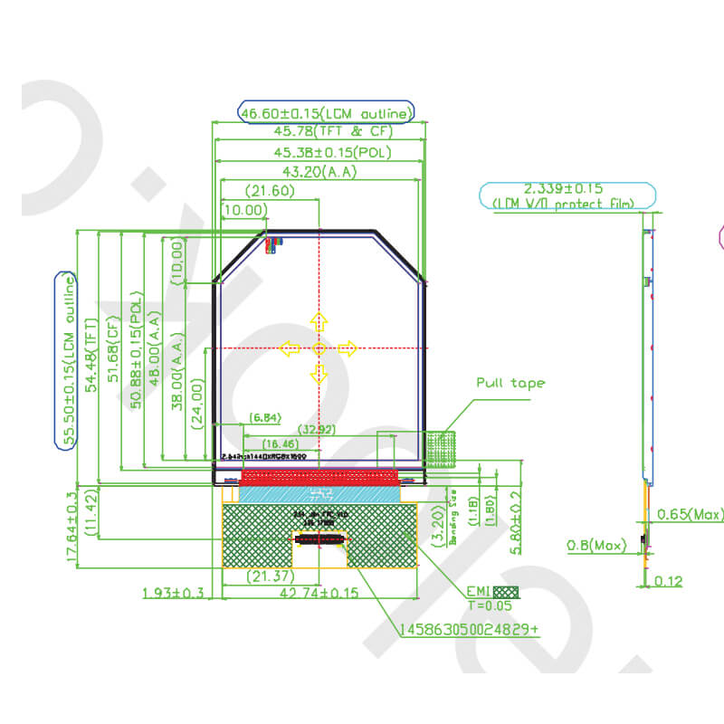 Custom Factory 2.5 inch TFT LCD 1440x1600 Full Viewing Angle MIPI TFT ...