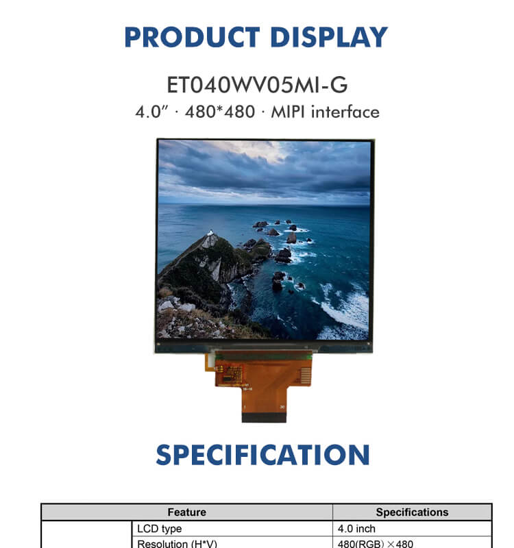 Custom 86 boxes 4 Inch Square Youritech IPS LCD display 480x480 Small ...