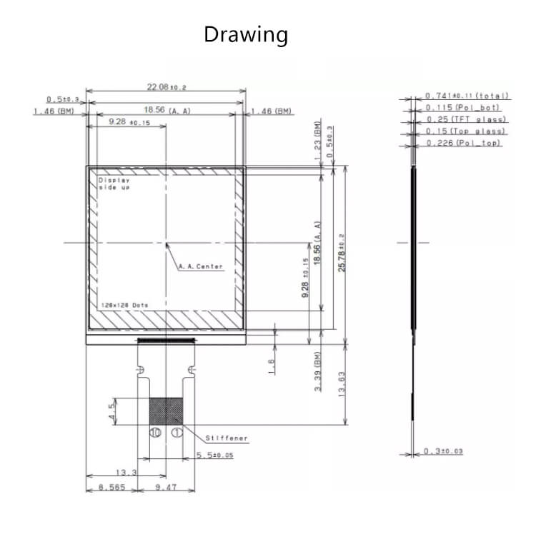 LS010B7DH04 Sharp 1Inch 128x128 Memory-in-Pixel LCD 3-wire SPI ...