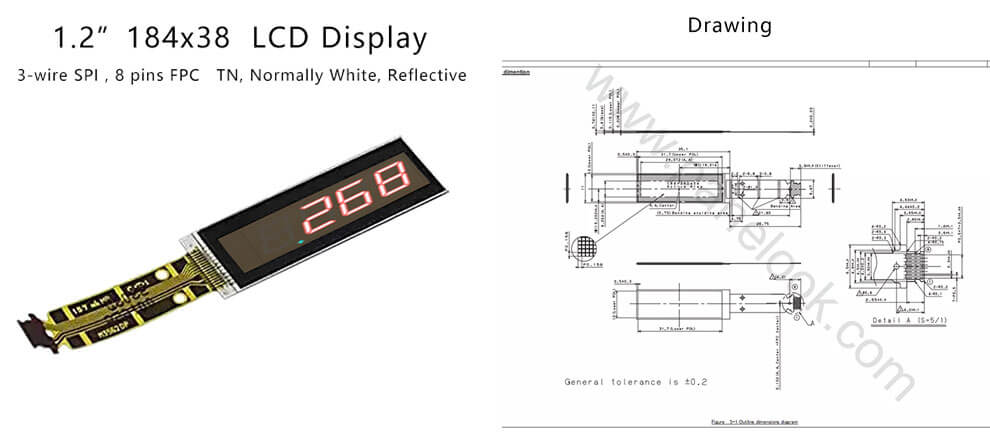 LS012B7DD01 1.2 inch Memory-in-Pixel LCD Display Sunlight Readable ...
