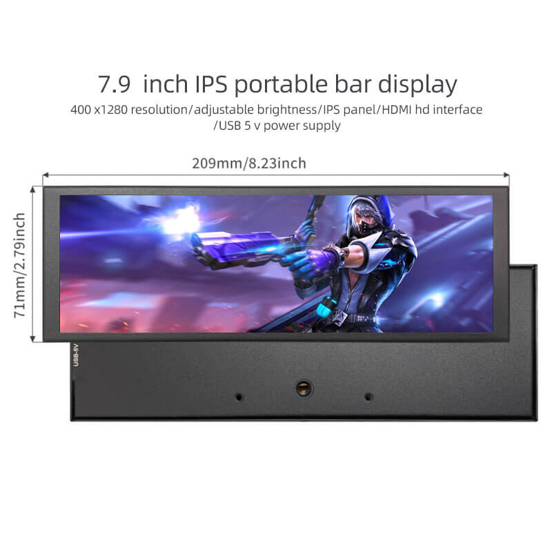 7.9 Inch 400x1280 IPS Bar LCD Panel HDMI Interface LCD Display With ...