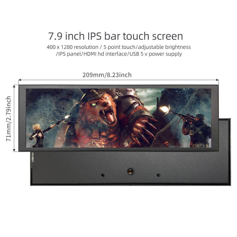 7.9 Inch 400x1280 IPS Bar LCD Panel HDMI Interface LCD Display With ...
