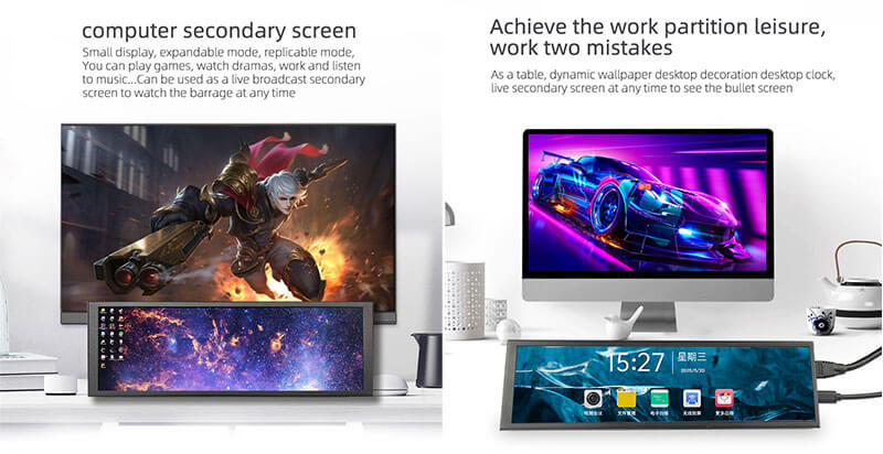 14.1 Inch Stretched Bar 4K Monitor 3840x1100 Ultra-clear IPS Panel ...