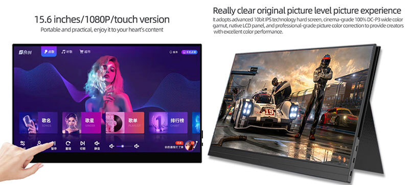 15.6 Inch 4K Monitor 1080p Type-c HDMI Portable Touch Monitor External ...