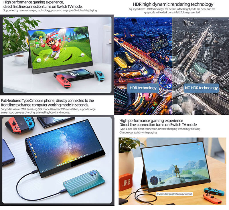 15.6 Inch Portable Monitor 1920x1080 Type-c HDMI Portable Display ...