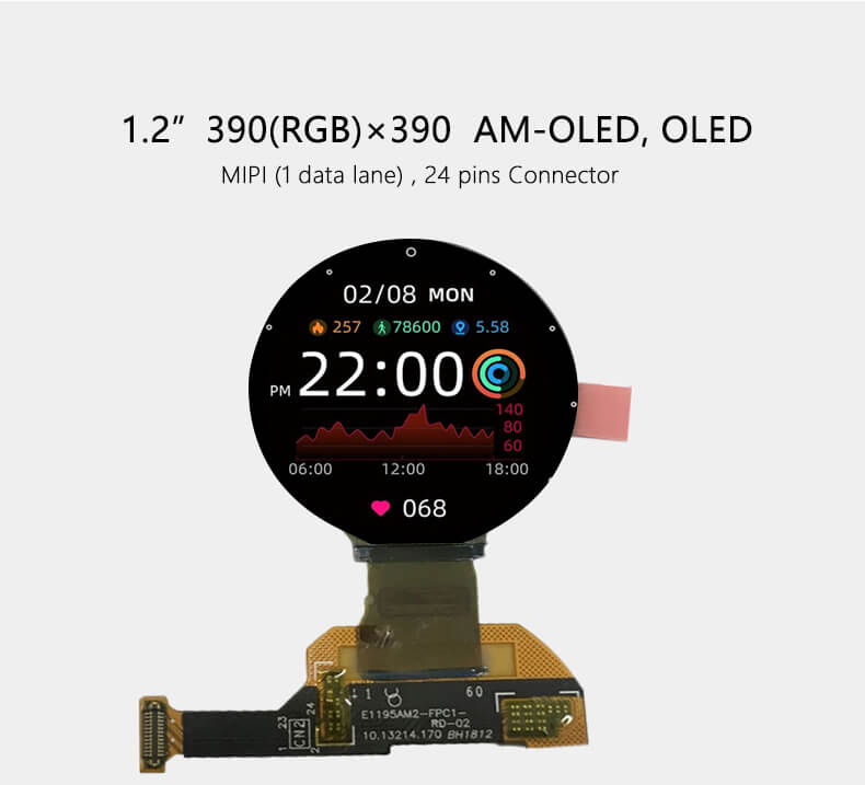 E1194AA62.A 1.2 Inch Round OLED Display 390x390 MIPI Circular Amoled ...