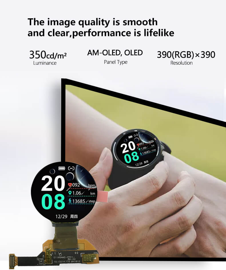 E1194AA62.A 1.2 Inch Round OLED Display 390x390 MIPI Circular Amoled ...