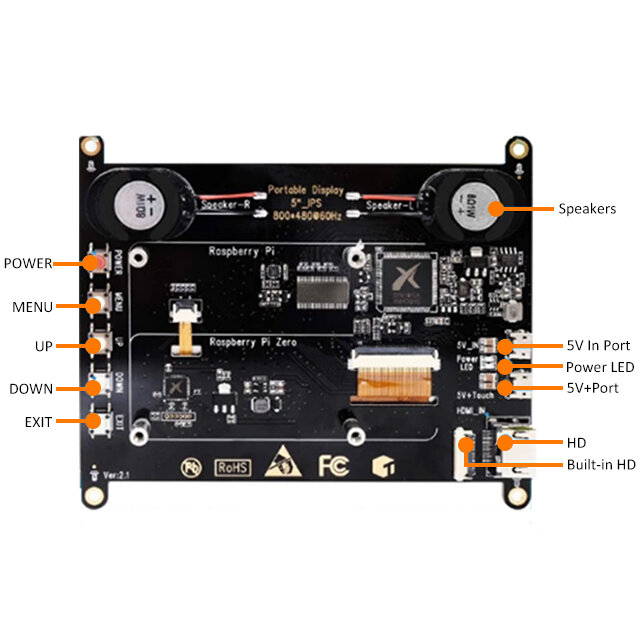 5 inch 800x480 Monitor With Capacitive Touch Screen HDMI USB Interface ...