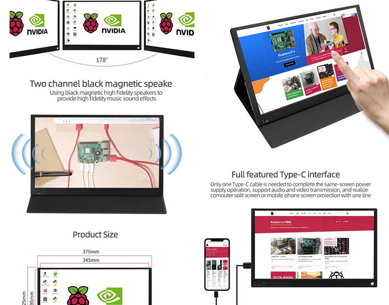 Raspberry Pi 15.6 Inch Display 1920x1080 4B Capacitive Touch HDMI ...