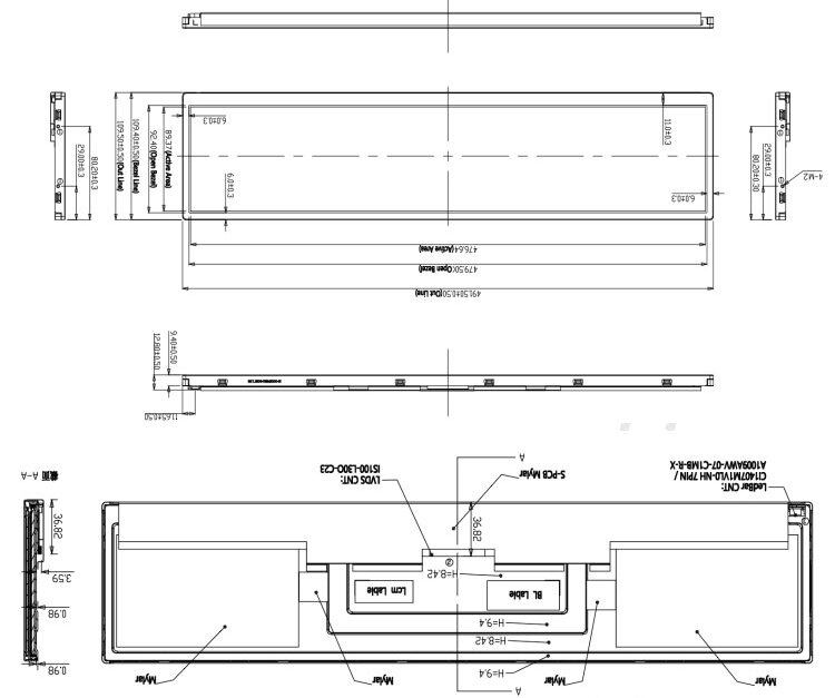 DV190FBM-NB0 BOE 19.1 Inch Stretched Bar Display 1920x360 LVDS Bar LCD ...
