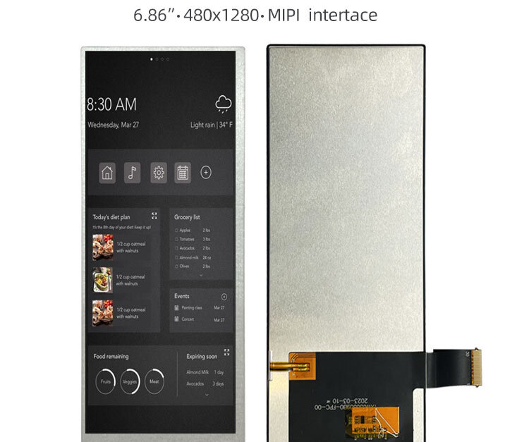 6.86 Inch Stretched Bar Display High Brightness 480x1280 IPS ICNL9707 ...