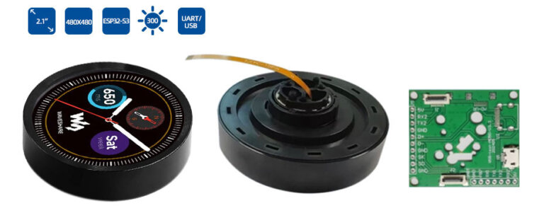 2.1 Inch 480×480 Round TFT Knob Display ESP32 Rotary Encoder Arduino LVGL WIFI BLe Uart Smart ...