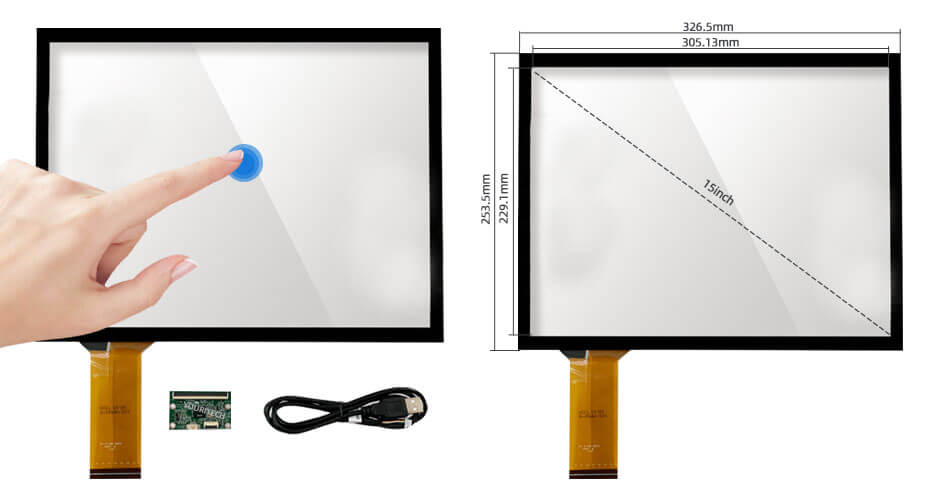 15 Inch PCAP Touch Screen control G/G Mechanism EETI IC COB Type USB ...