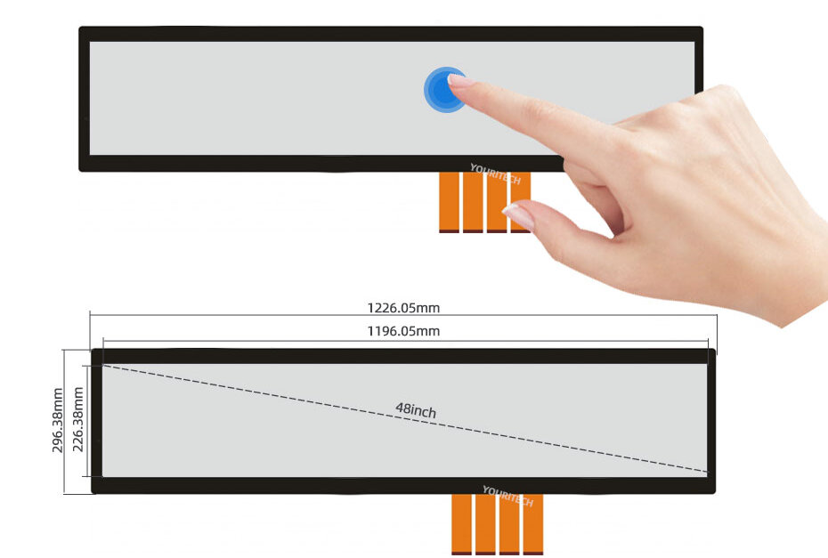 48 Inch Capacitive Touch Screen G+G Multi-touch USB/I2C 3840×720 Bar ...