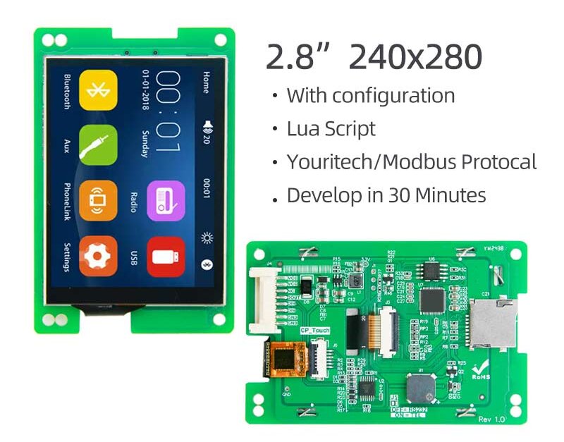 2.8 Inch UART TFT Display 240x320 Low Power Consumption Script ...