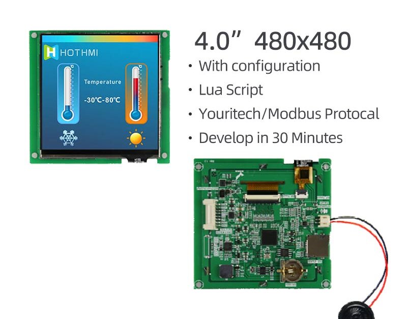 4 Inch RS232 Serial Port Screen 480x480 Configuration Script Serial TFT ...