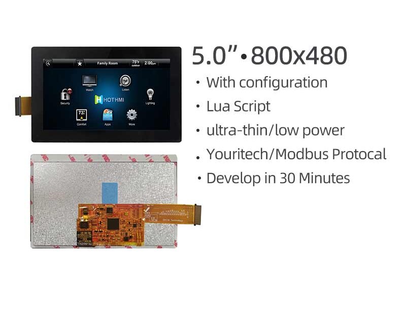 5 Inch Ultra-thin Serial TFT Display 800x480 Low Power Consumption ...